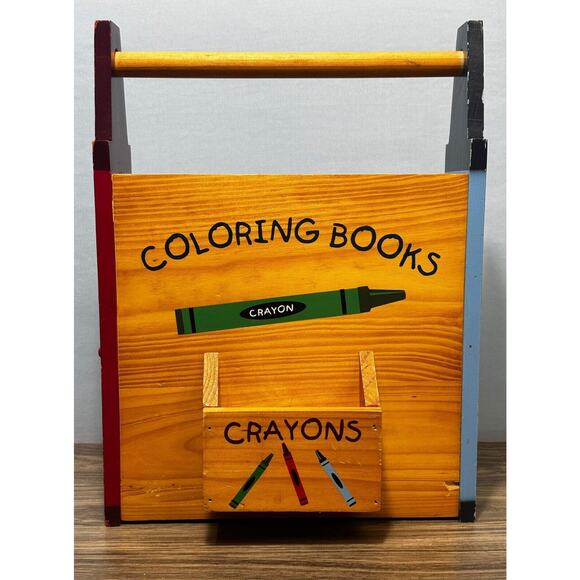Unbranded | Office | Vintage Wooden Crayon Display Box Coloring Book ...